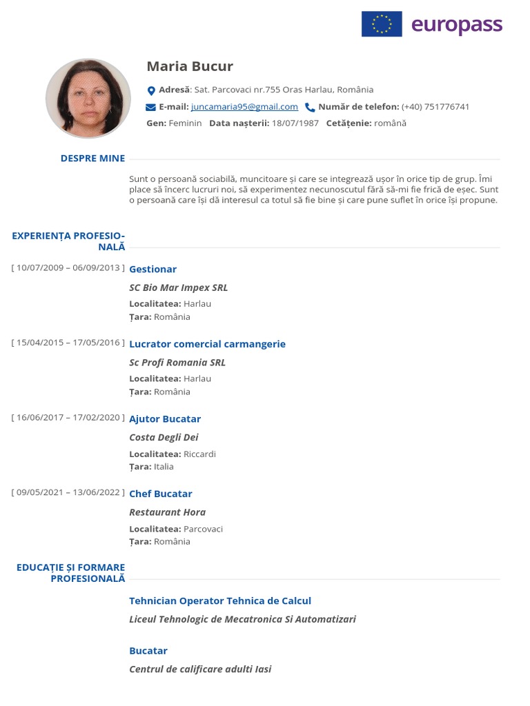 CV - Maria Bucur | PDF