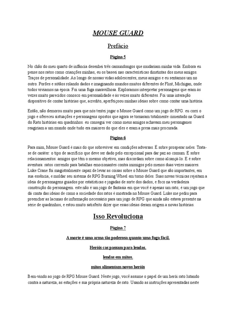 Mouse Guard Livro PT-BR | PDF | Jogos de RPG | Quadrinhos