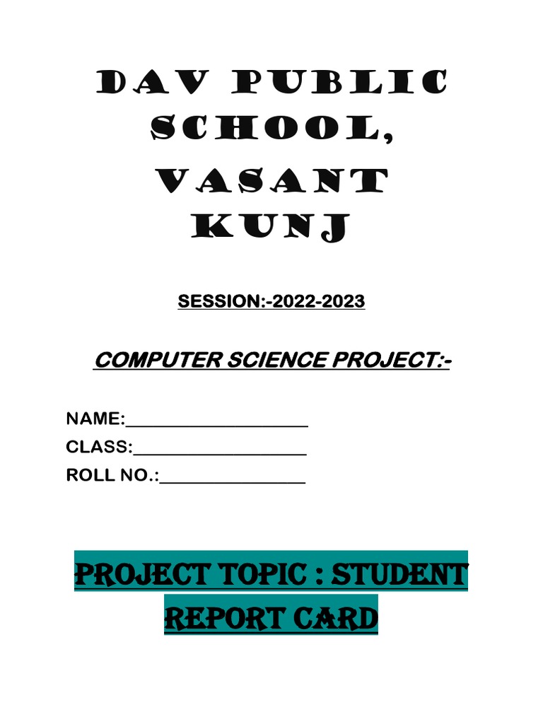 Computer Science P (Roject | PDF | Menu (Computing) | Information Age