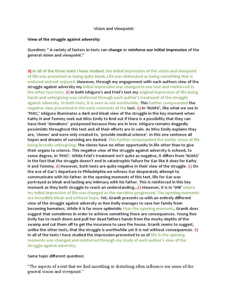 Vision and Viewpoint Two Questions | PDF