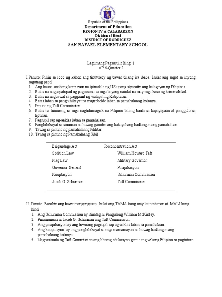 AP6 - Q2 - ST No.1 | PDF