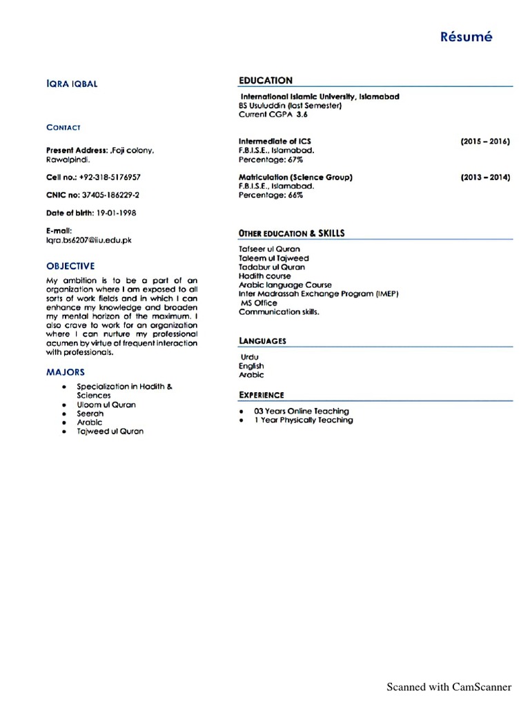 IqRa CV | PDF
