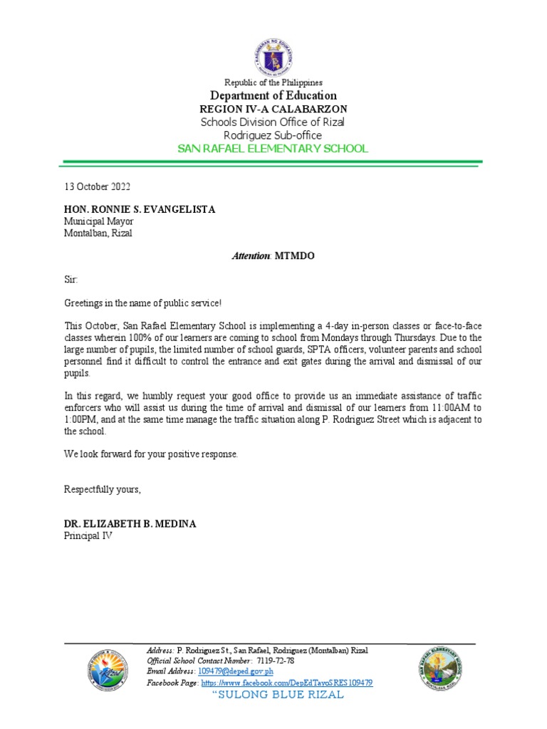 Request for Traffic Enforcers Assistance | PDF