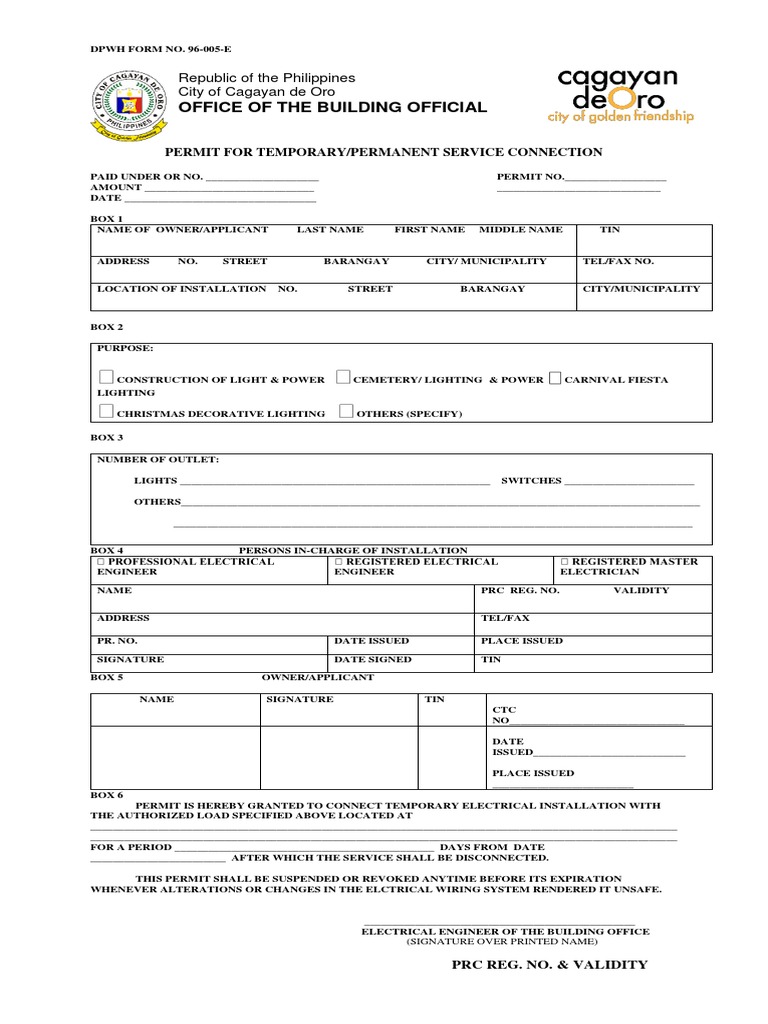 Coo - Electrical Form For C.O. Temp | PDF | Electrical Wiring ...