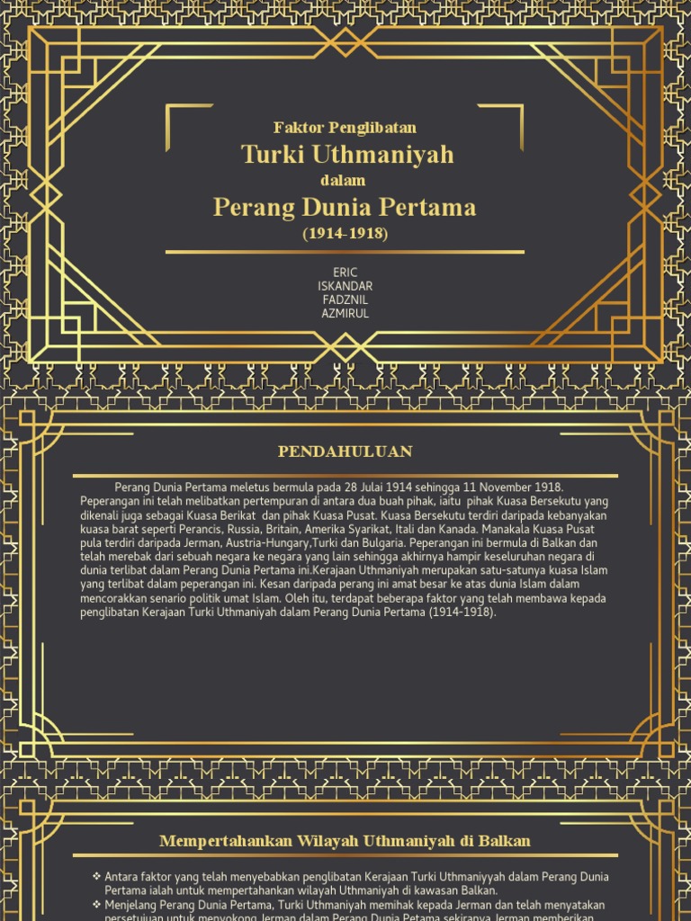 Turki Uthmaniyah Perang Dunia Pertama: Faktor Penglibatan Dalam (1914 ...