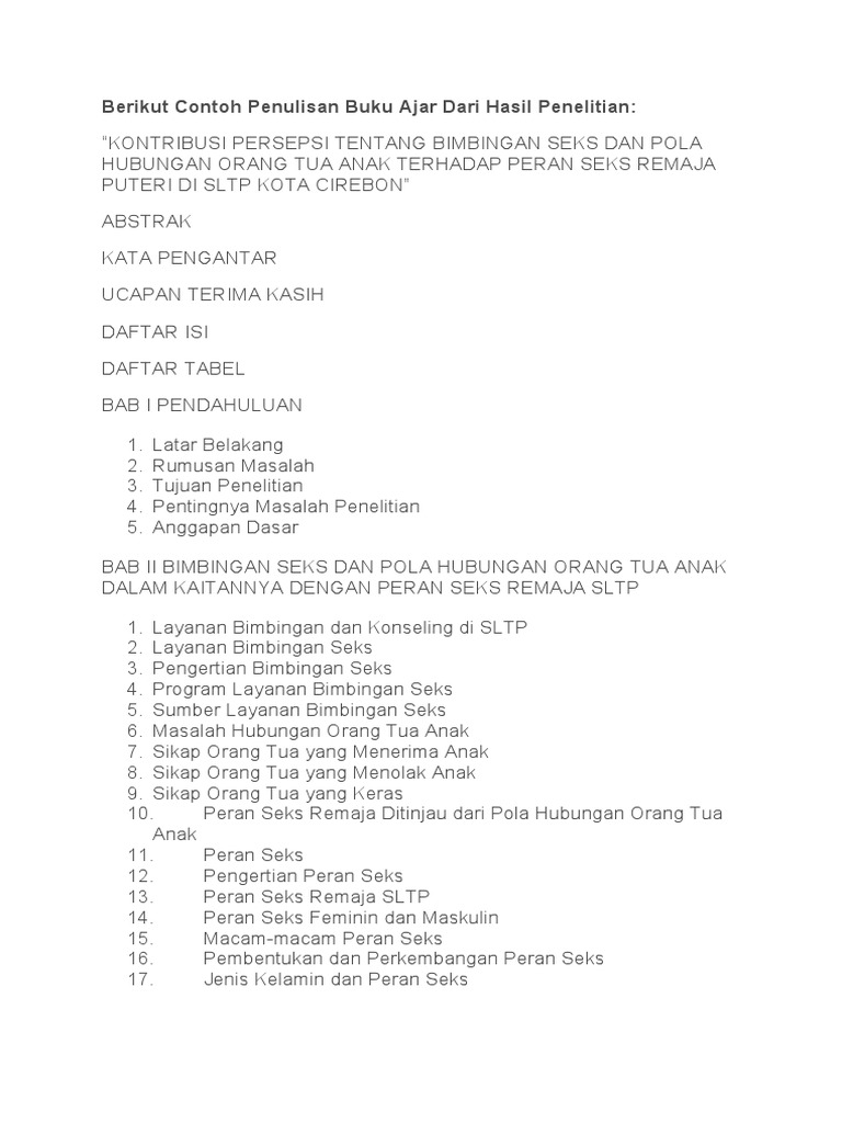 Berikut Contoh Penulisan Buku Ajar Dari Hasil Penelitian | PDF