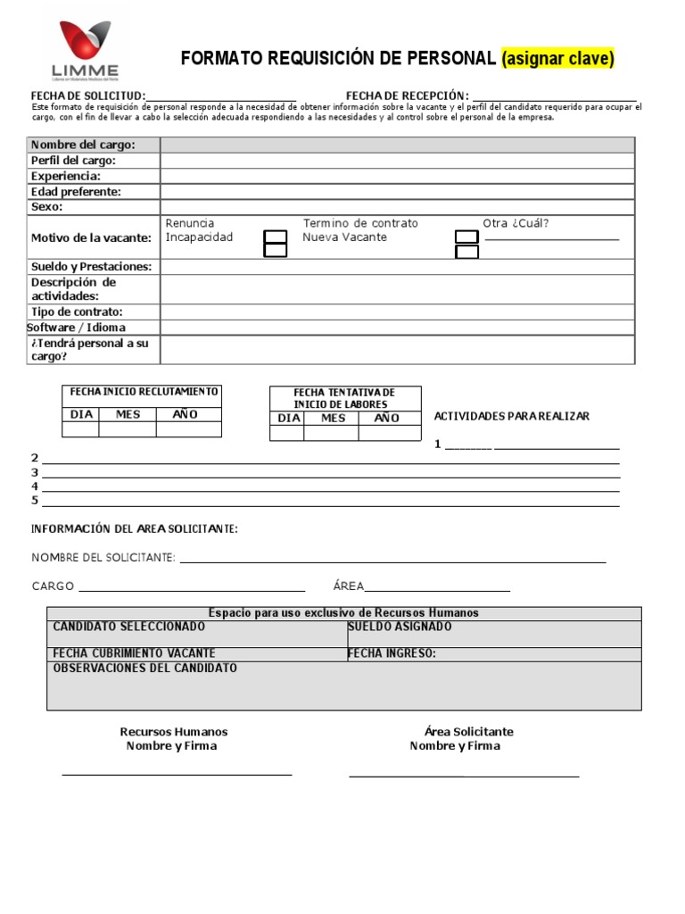 Formato Requisición de Personal | PDF