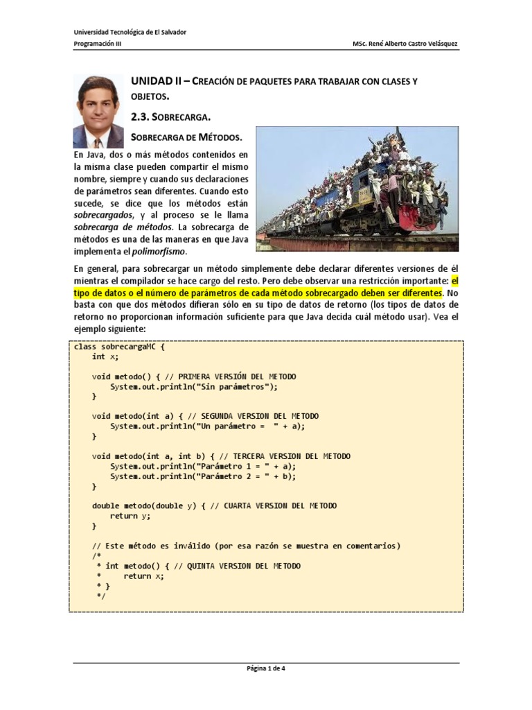 Sobrecarga de Métodos y Constructores en Java | PDF | Constructor (Programación Orientada a ...