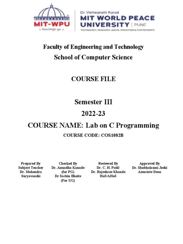 Cos1082b Lab On C Programming Pdf Pointer Computer Programming Control Flow