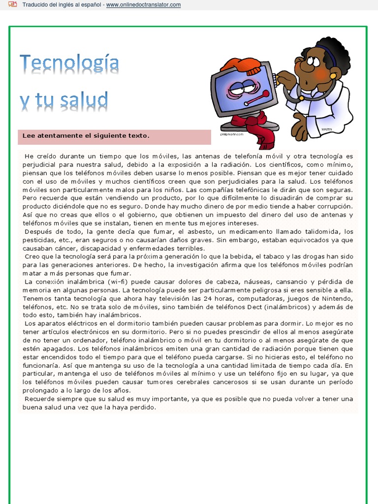 Technology and Your Health Reading Comprehension Exercises - 5560.en ...