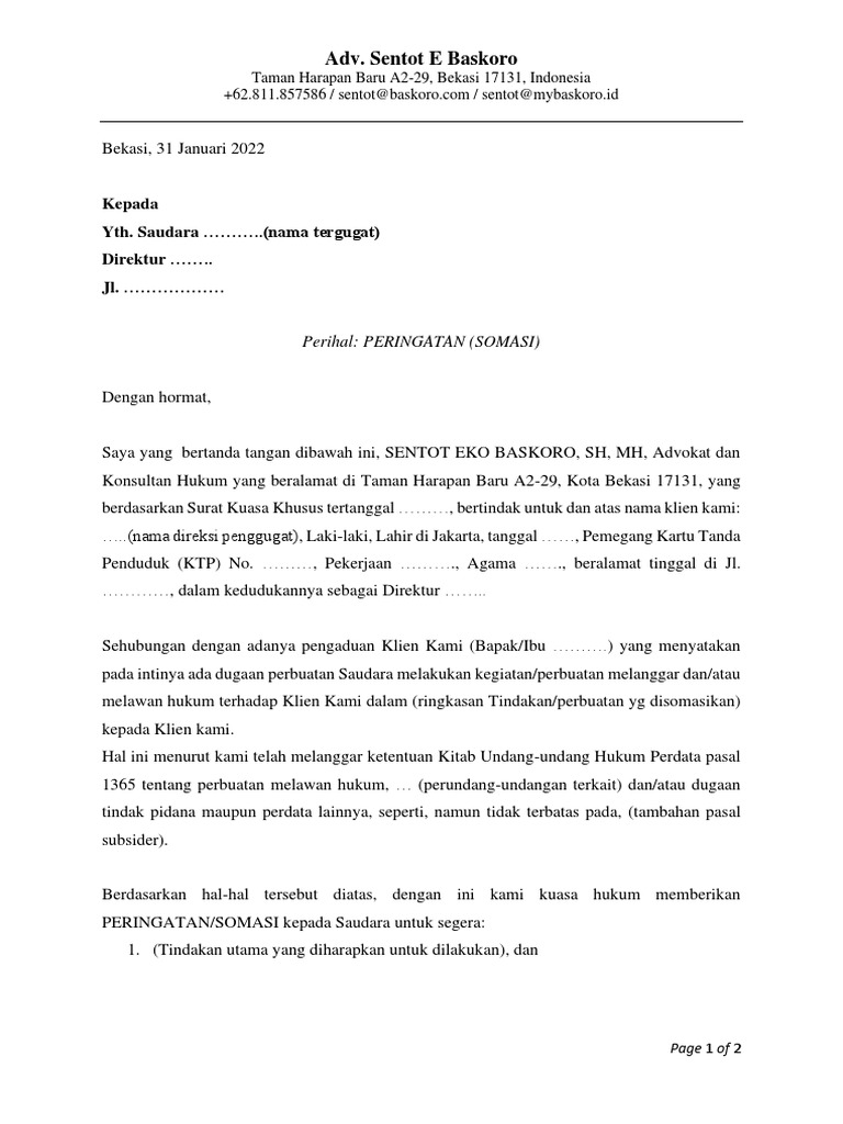 Contoh Surat Somasi | PDF