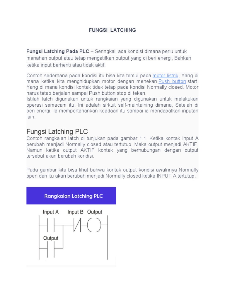 FUNGSI LATCHING PADA PLC | PDF