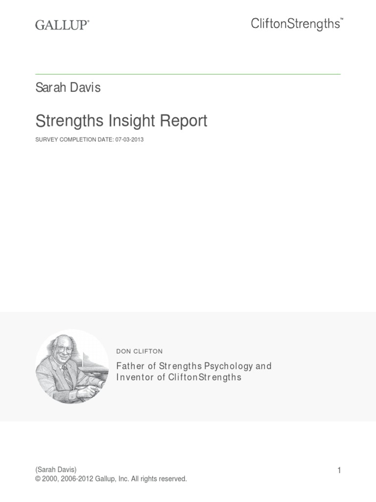 Gallup (Strengths Insight Report) | PDF | Thought | Feeling
