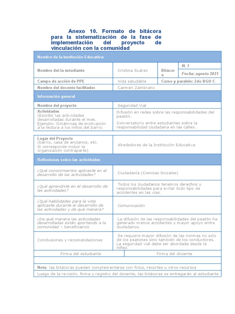 Formato Bitácora | PDF