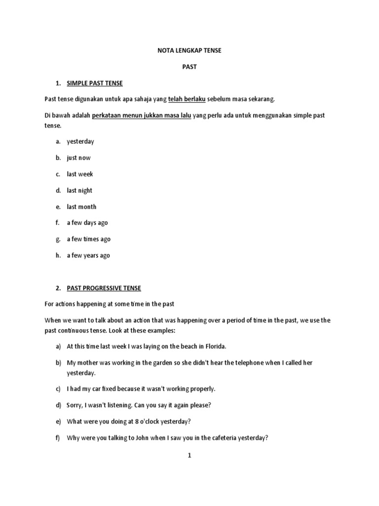 Nota Tense | PDF | Language Mechanics | Grammar