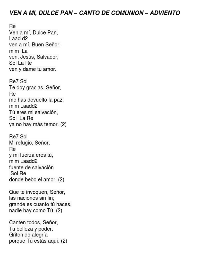 Ven A Mi Dulce Pan | PDF