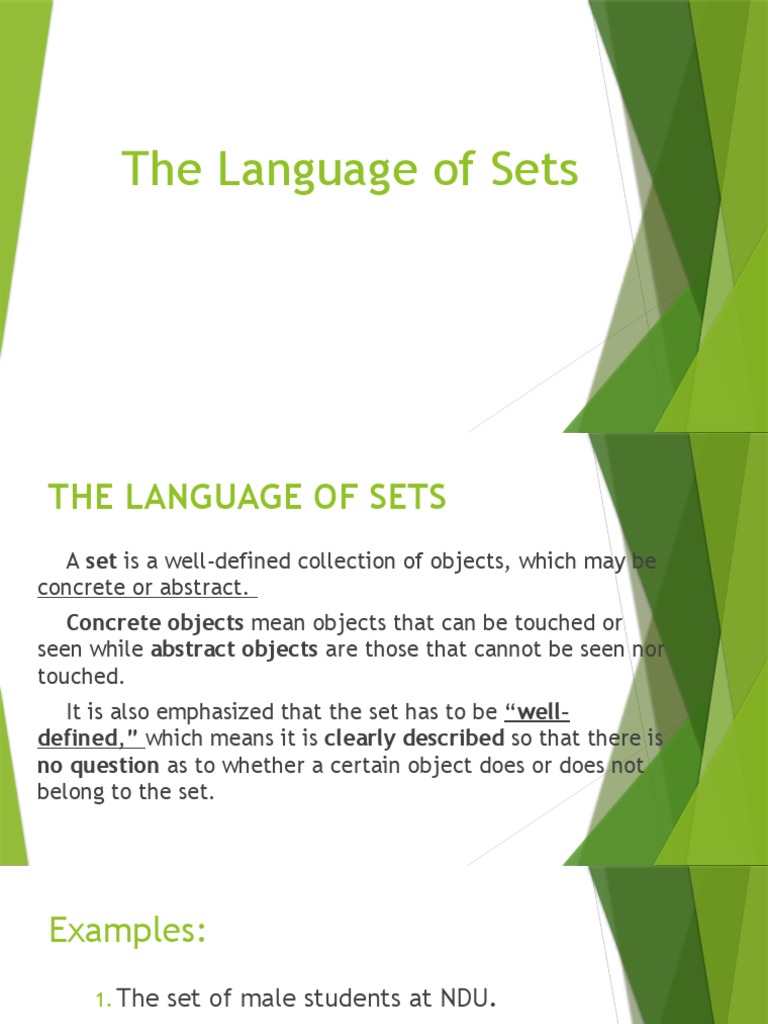 Language of Sets | PDF | Set (Mathematics) | Bracket