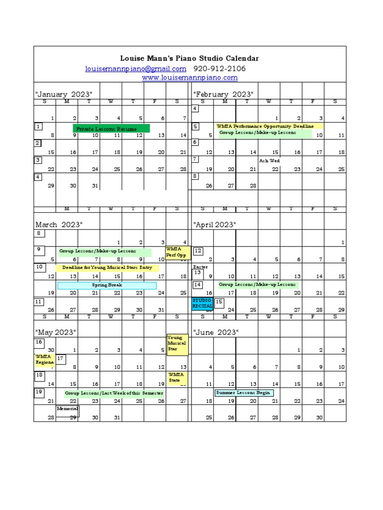 Piano Calendar-Use | PDF