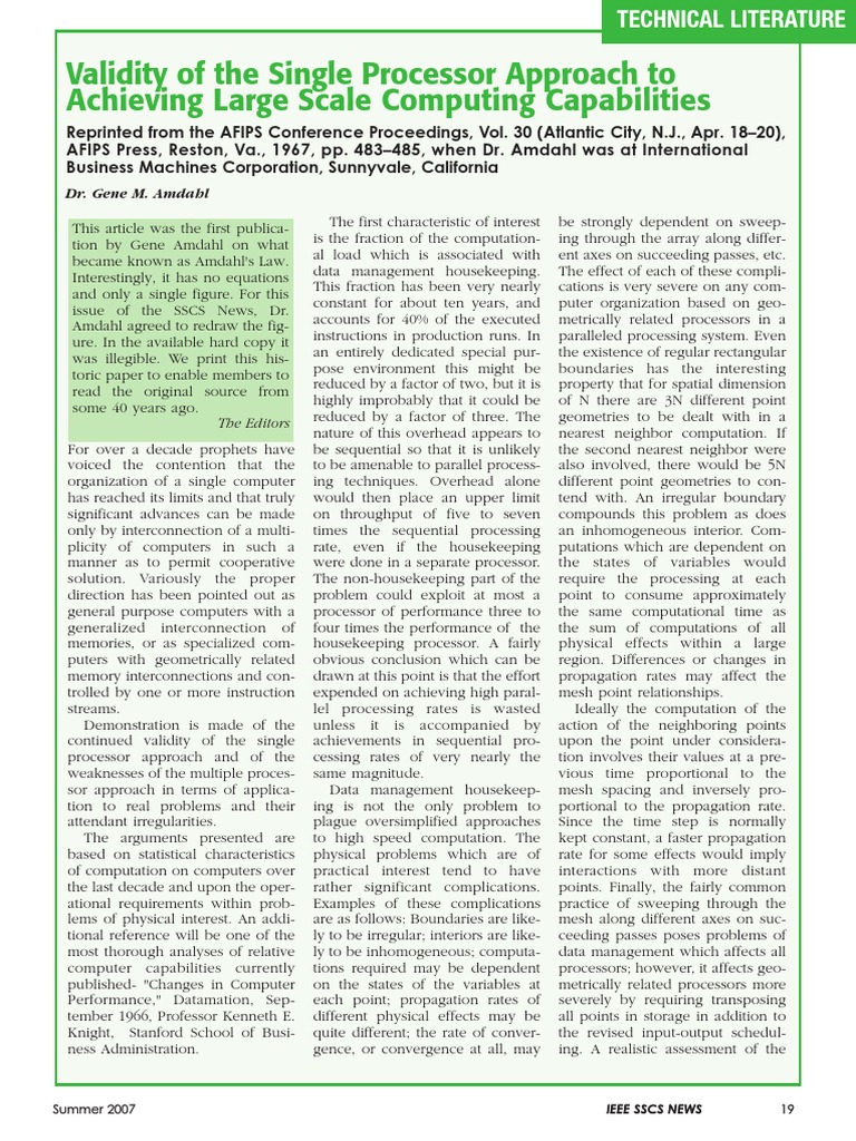 Amdahl 1967 | PDF | Central Processing Unit | Parallel Computing