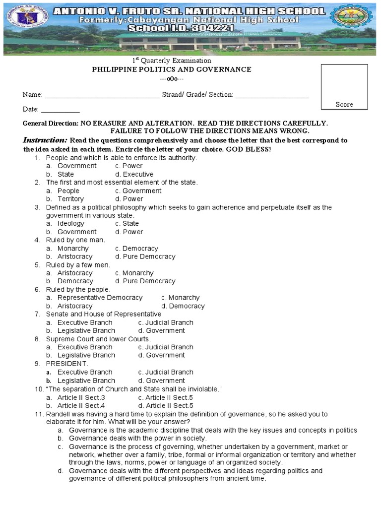 PPG 1ST Exam 2022 | PDF | Presidents Of The United States | American ...