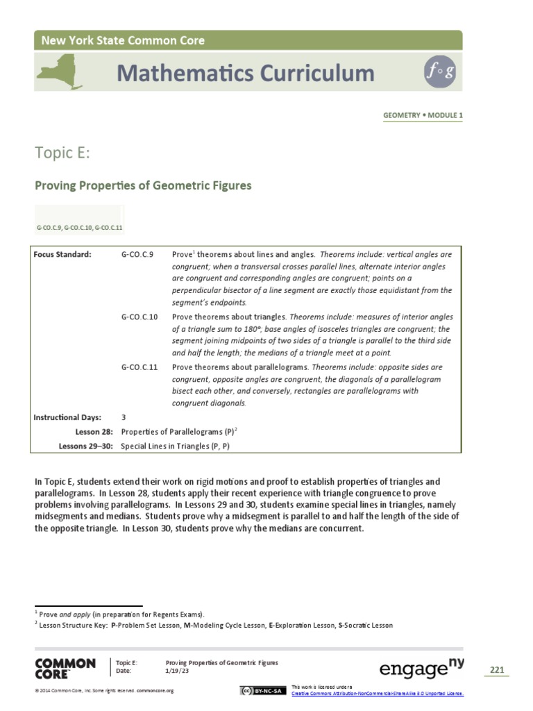 Geometry m1 Topic e Overview | PDF | Triangle | Geometry