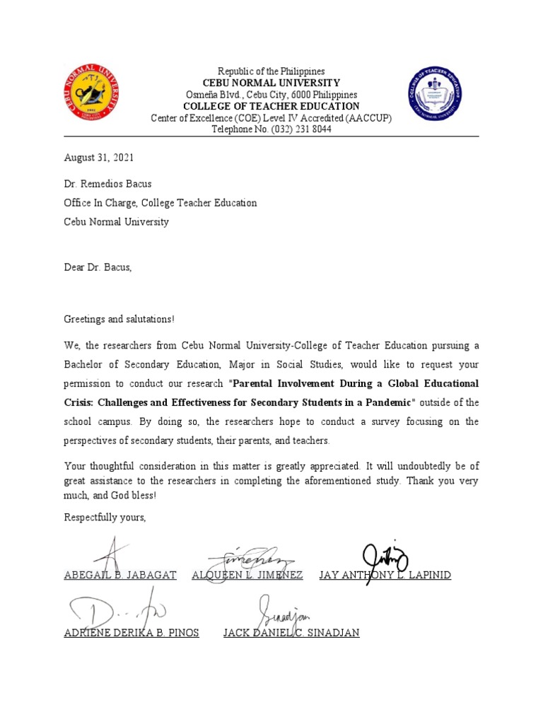 Group 5 Letter For Dr. Bacus | PDF