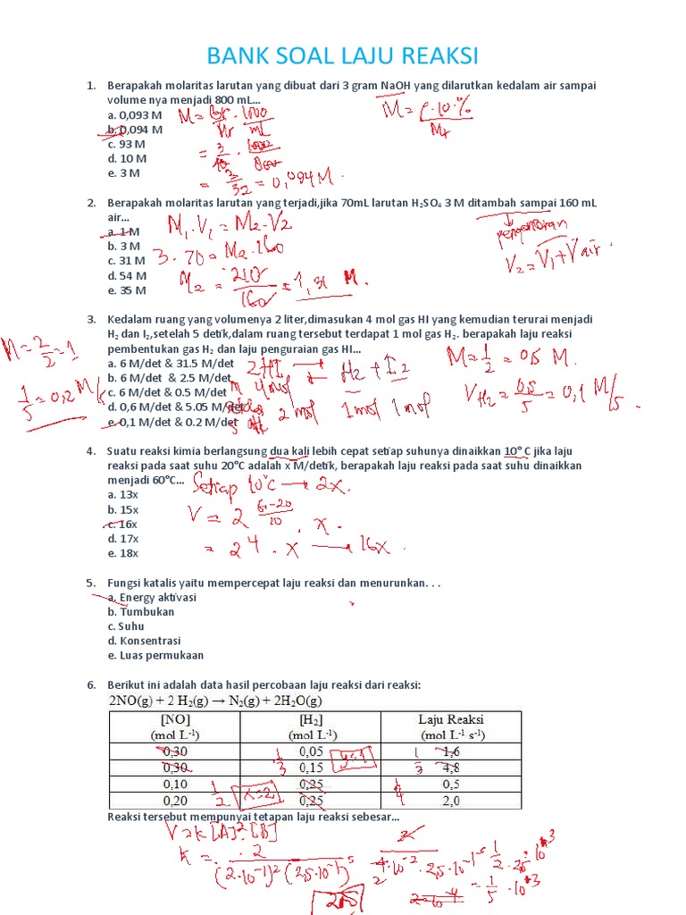 Soal Laju Reaksi | PDF