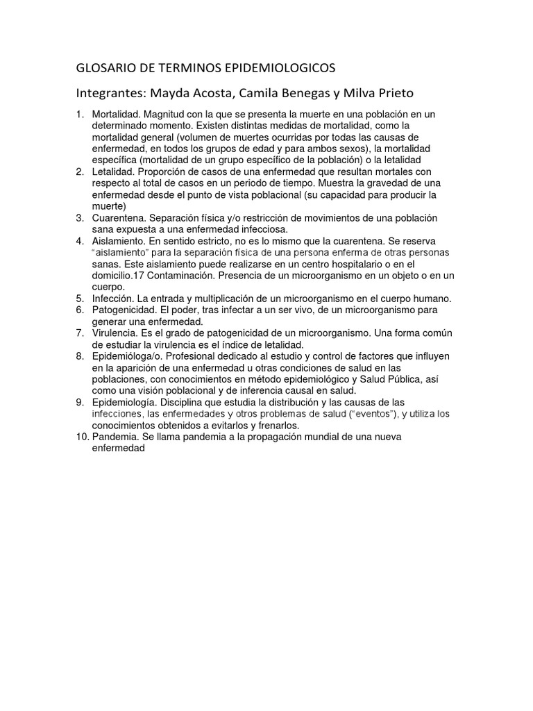 Glosario de Terminos Epidemiologicos | PDF