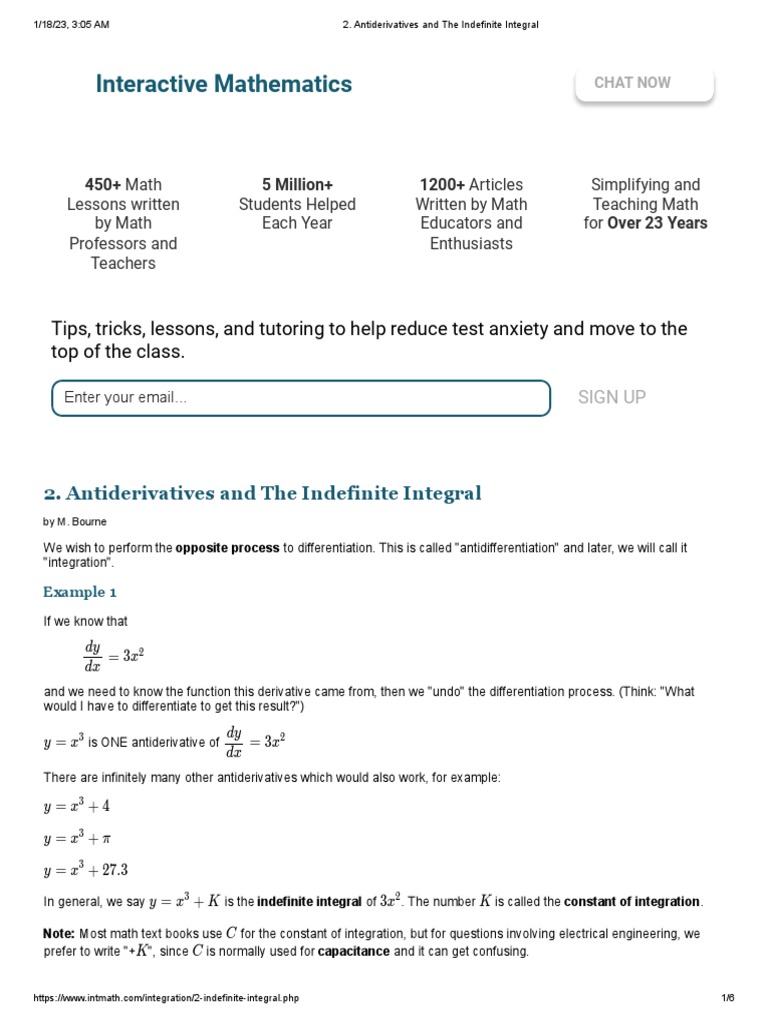 Antiderivatives and The Indefinite Integral | PDF | Integral | Summation Antiderivatives and The Indefinite Integral | PDF | Integral | Summation