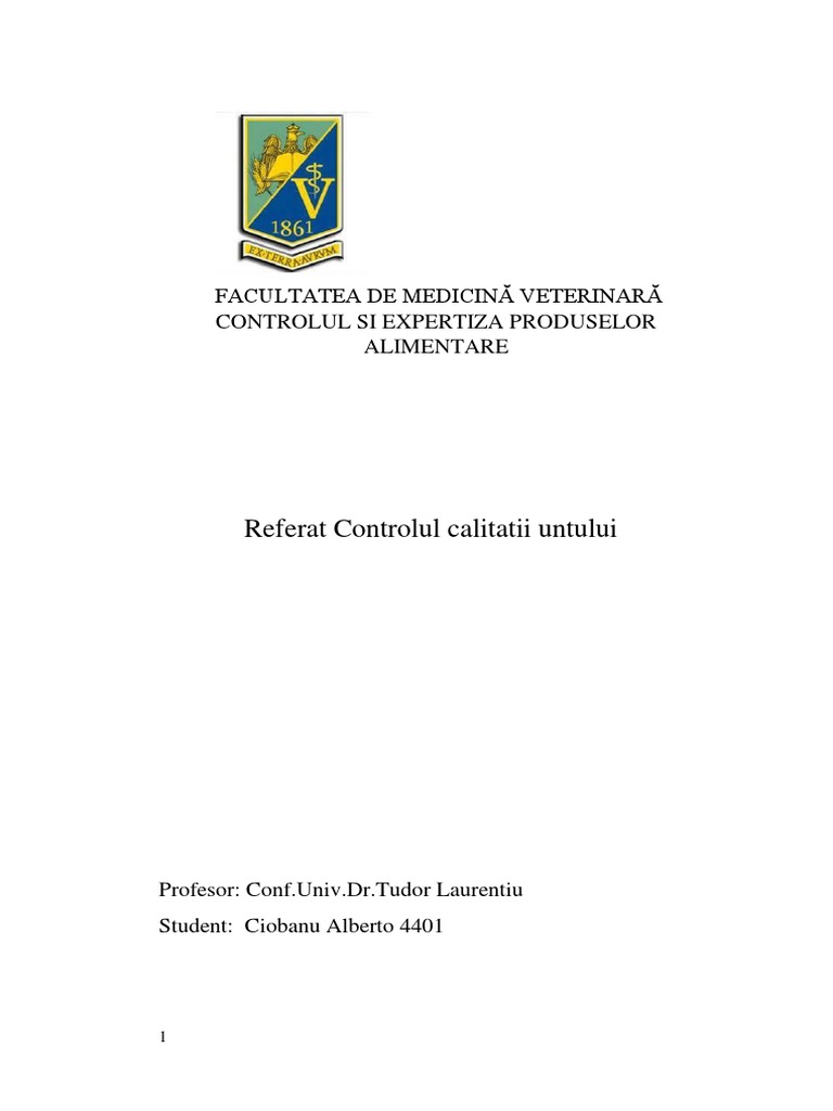 Controlul Calitatii Untului | PDF