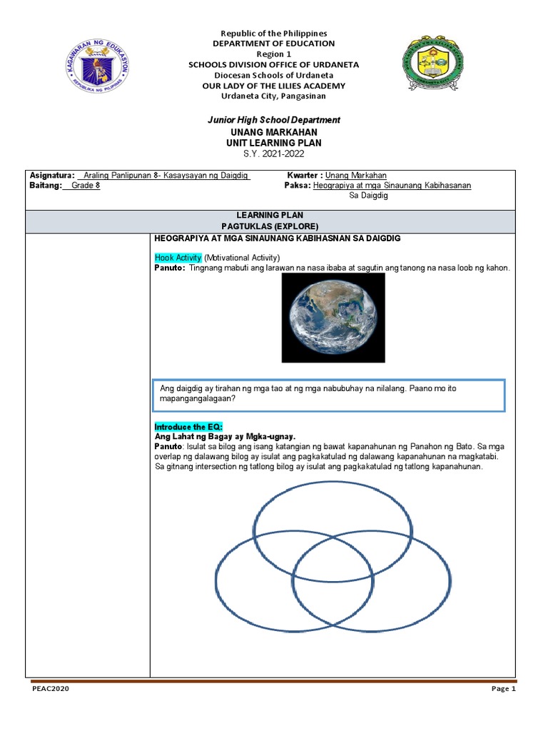 Araling Panlipunan 8 - Learning Plan | PDF