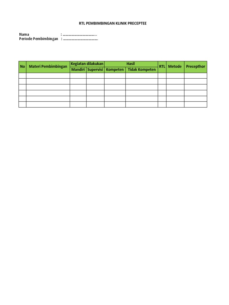 Contoh Form RTL Preceptee | PDF