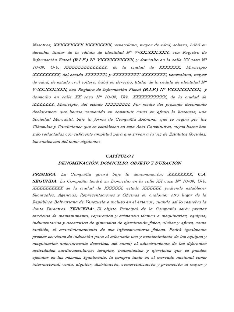 Acta Constitutiva Empresa Pyme (Servicio) | PDF | Economias | Business