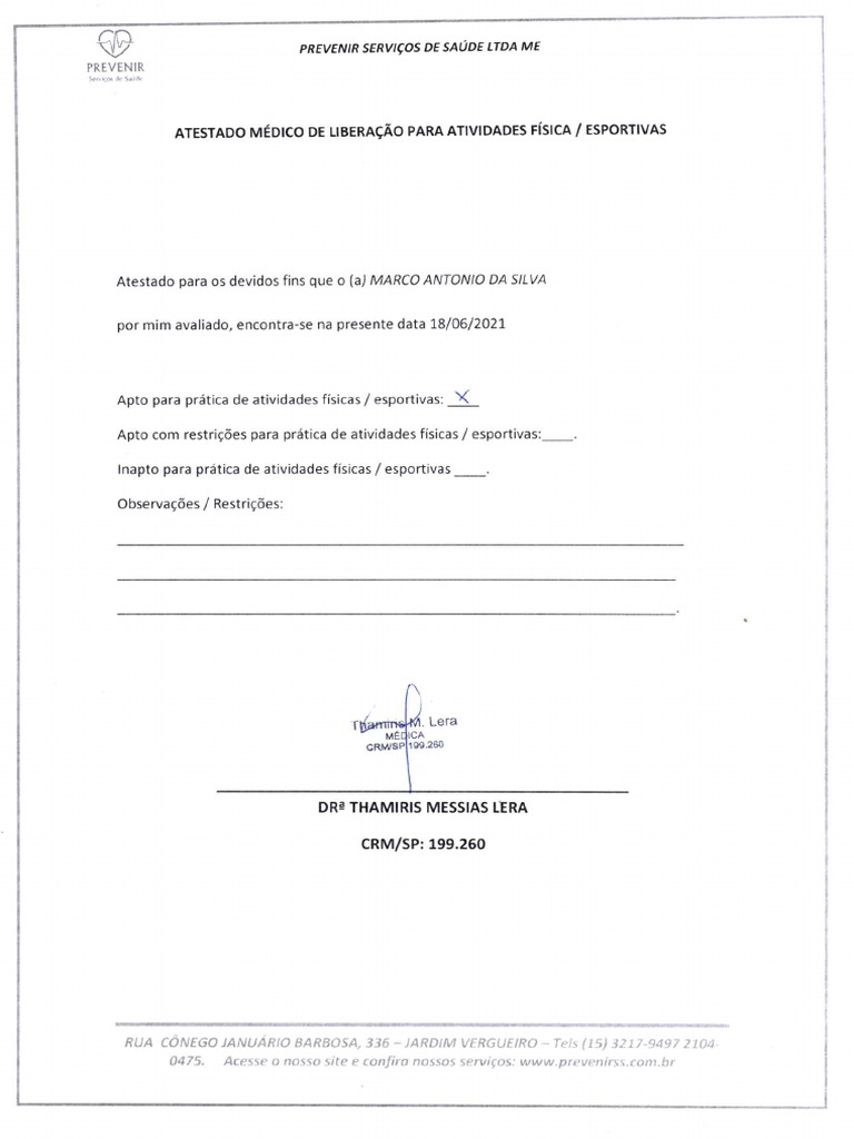 Atestado Academia | PDF
