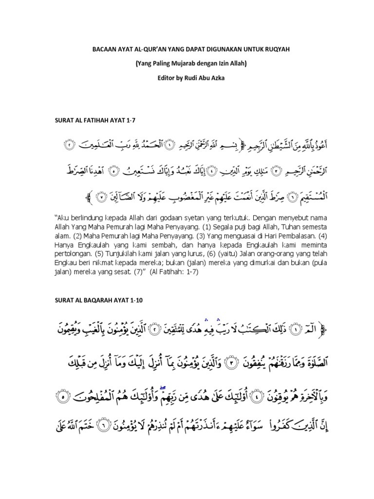 Ayat Ruqyah Yang Dibaca Pdf