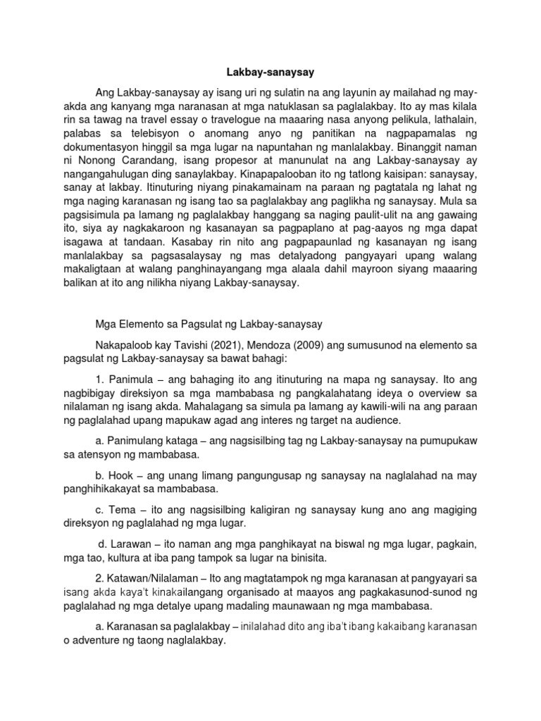 Lakbay Sanaysay | PDF