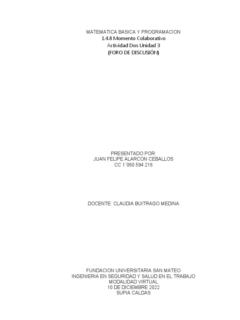 1.4.8 Momento Colaborativo Actividad Dos U3 (FORO DE DISCUSIÓN) | PDF | Organismos | Procariota