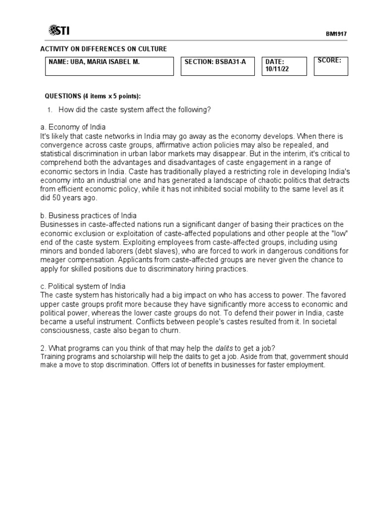 03 Activity 1 Answer | PDF