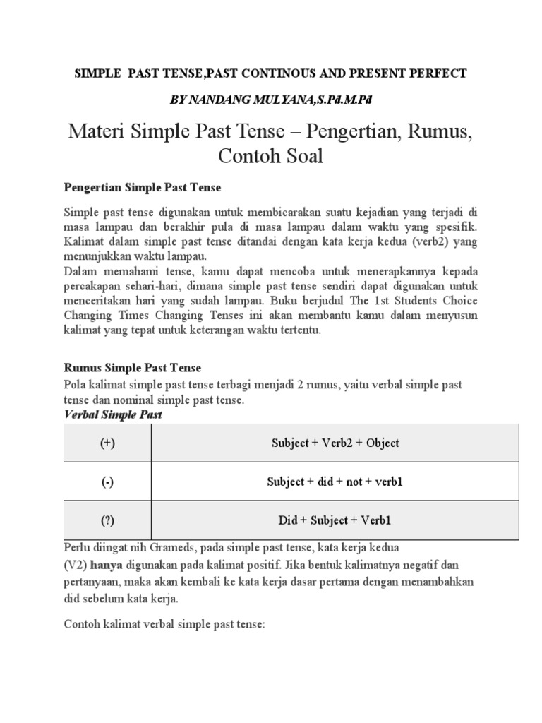 MATERI KULIAH BAHASA INGGRIS DASAR 1 BY NANDANG MULYANA, AMd, S.PD.M.PD | PDF