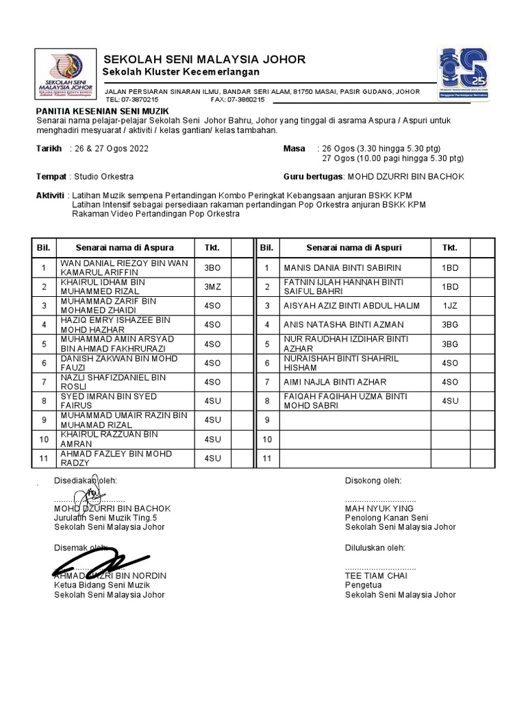 Format Borang Kebenaran Aktiviti1 | PDF