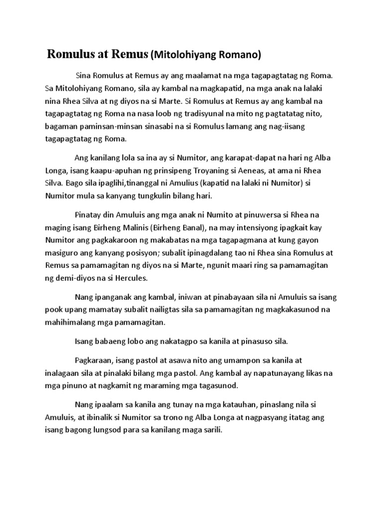 Romulus at Remus | PDF