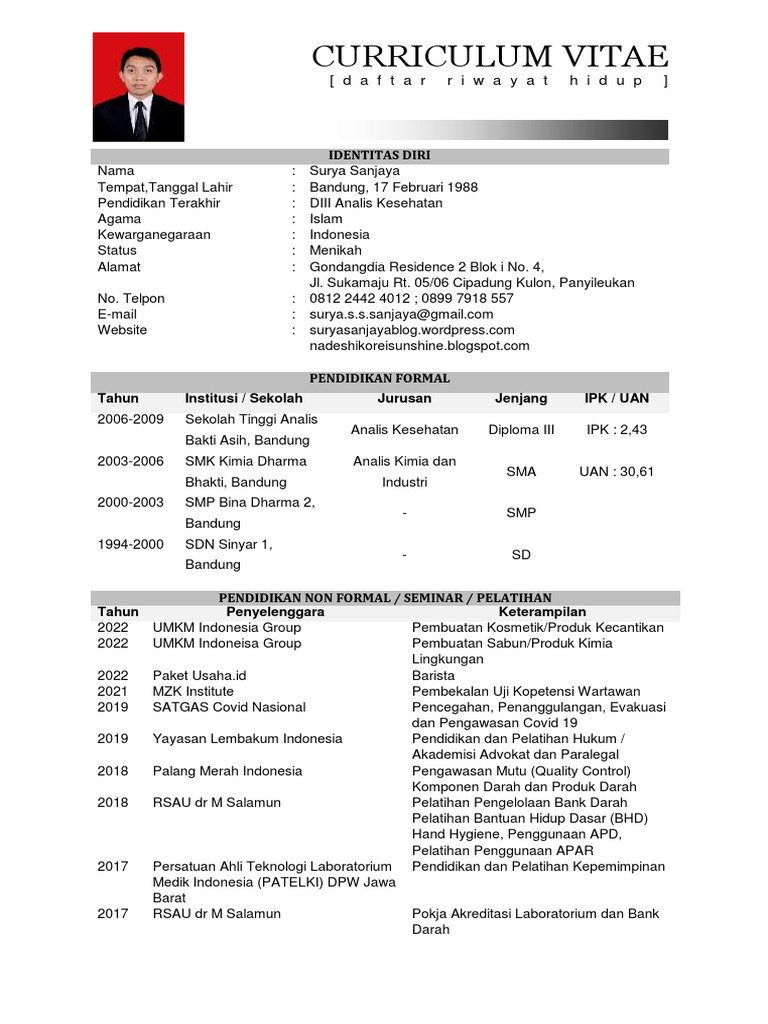 CV Surya Sanjaya | PDF