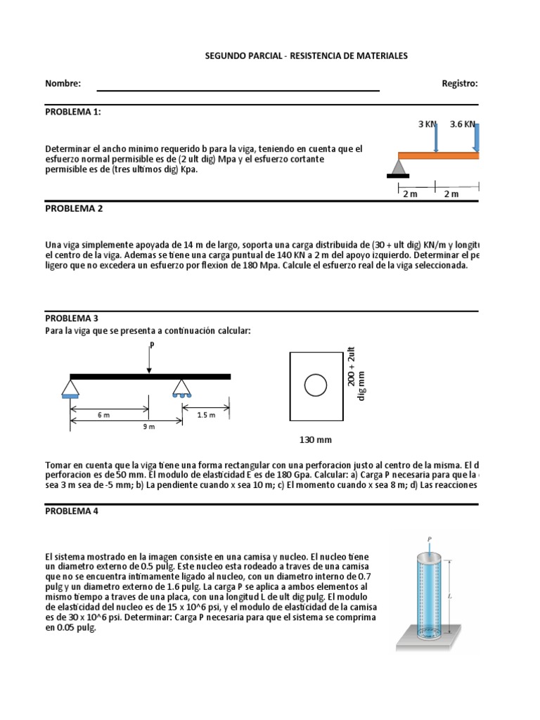 Segundo Parcial - Resistencia de Materiales 1.2021 | PDF | Viga (Estructura) | Resistencia de ...