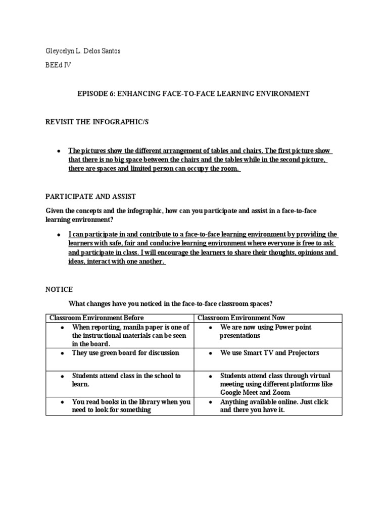 Enhancing Face-to-Face Learning Environment | PDF | Classroom | Learning