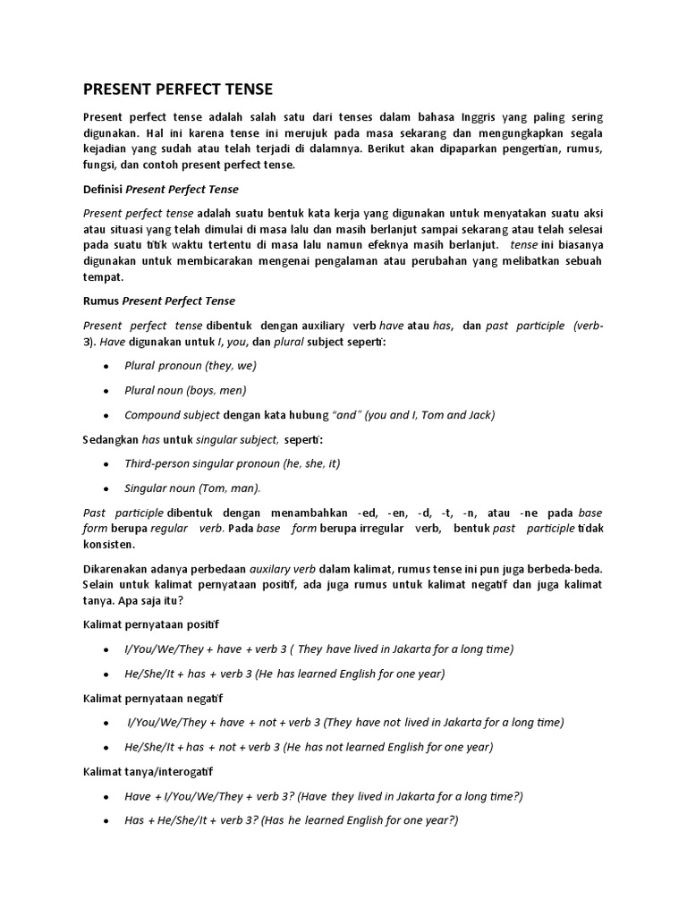 Present Perfect Tense | PDF