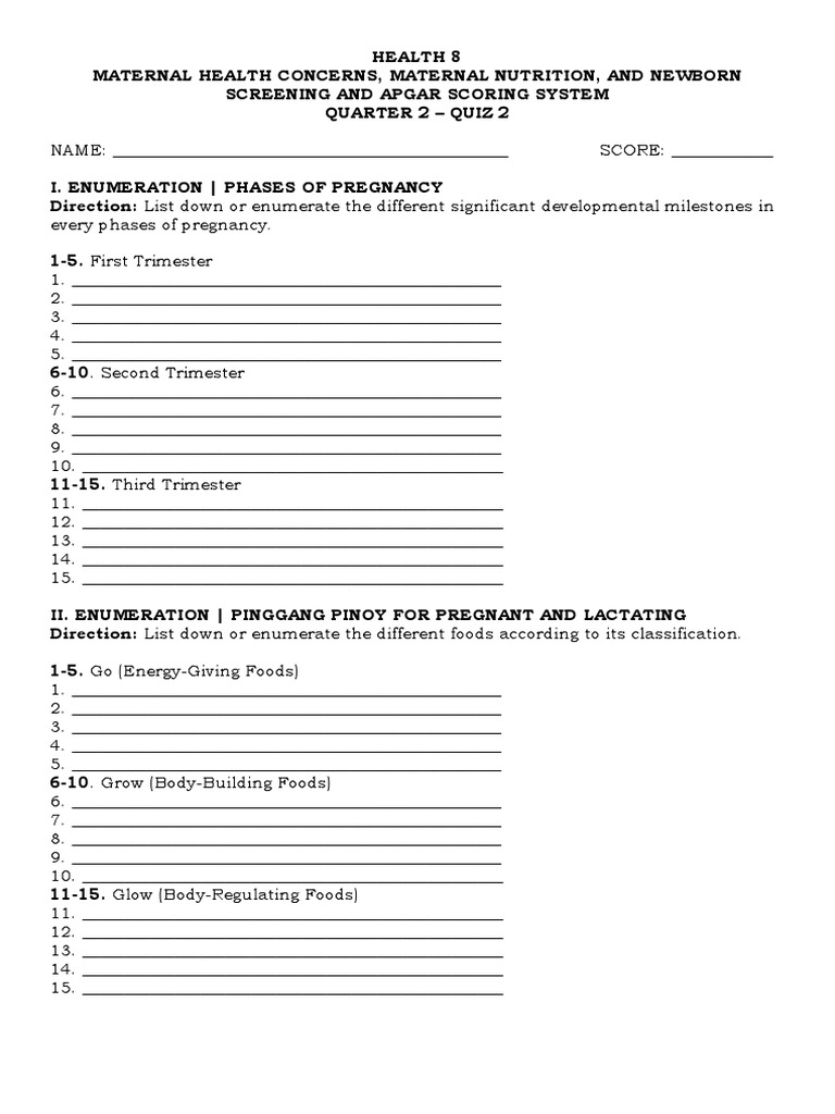 q2 Maternal Health Concerns, Maternal Nutrition and Newborn Screening ...