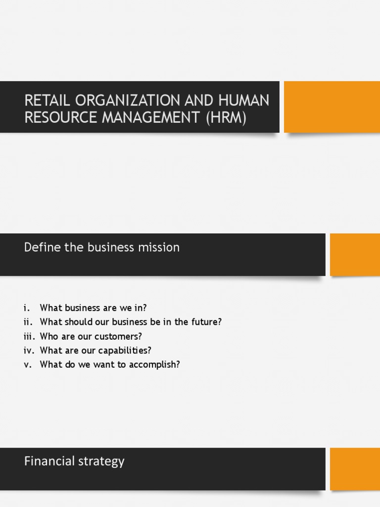 Retail Organization and Human Resource Management (HRM) | PDF | Retail ...