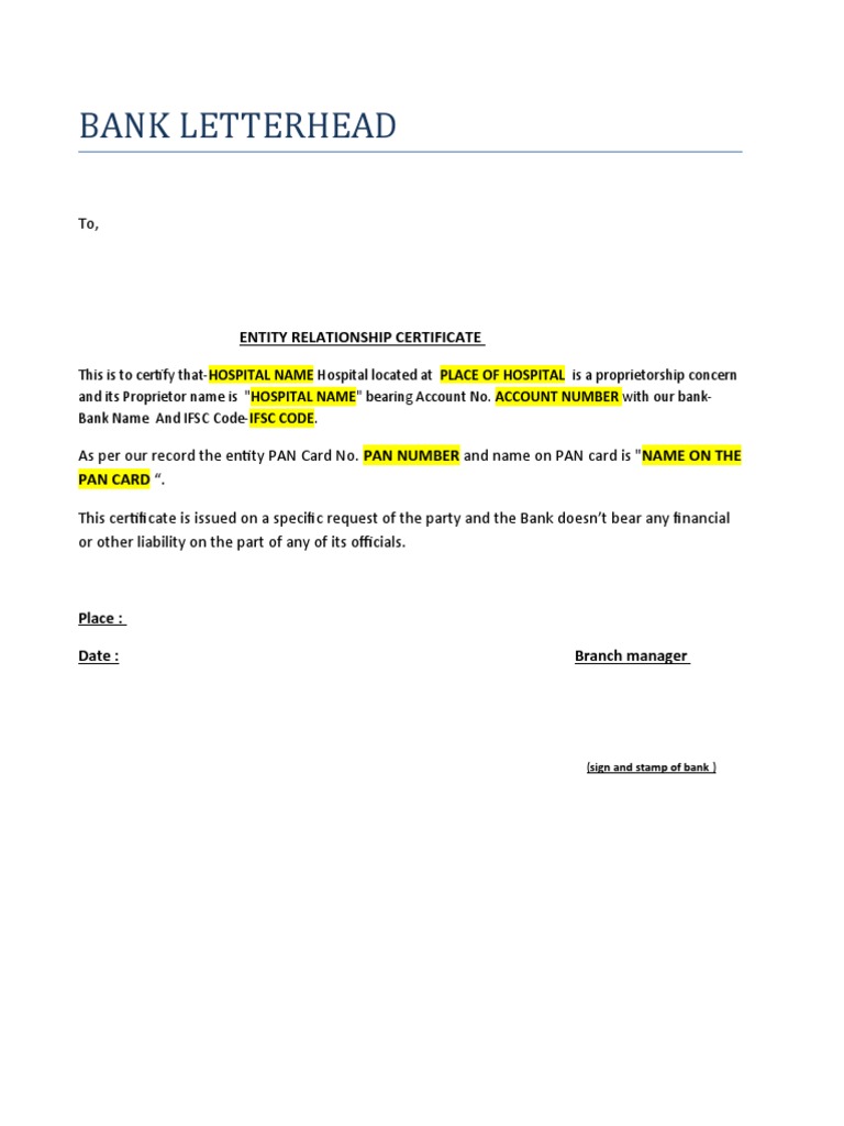 Entity Relationship Certificate Format | PDF