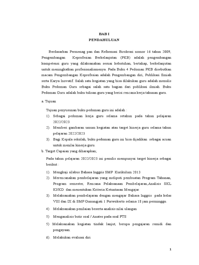 Isi Buku Pedoman Guru Ing 2223 | PDF