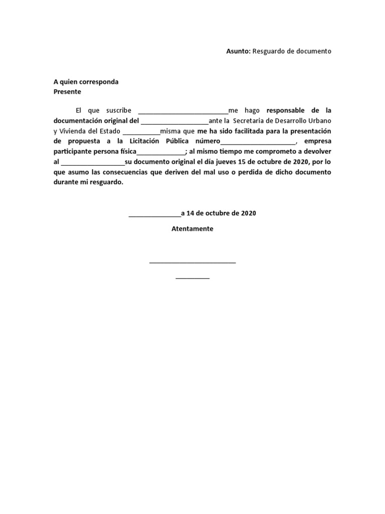 Resguardo de Documento Original | PDF